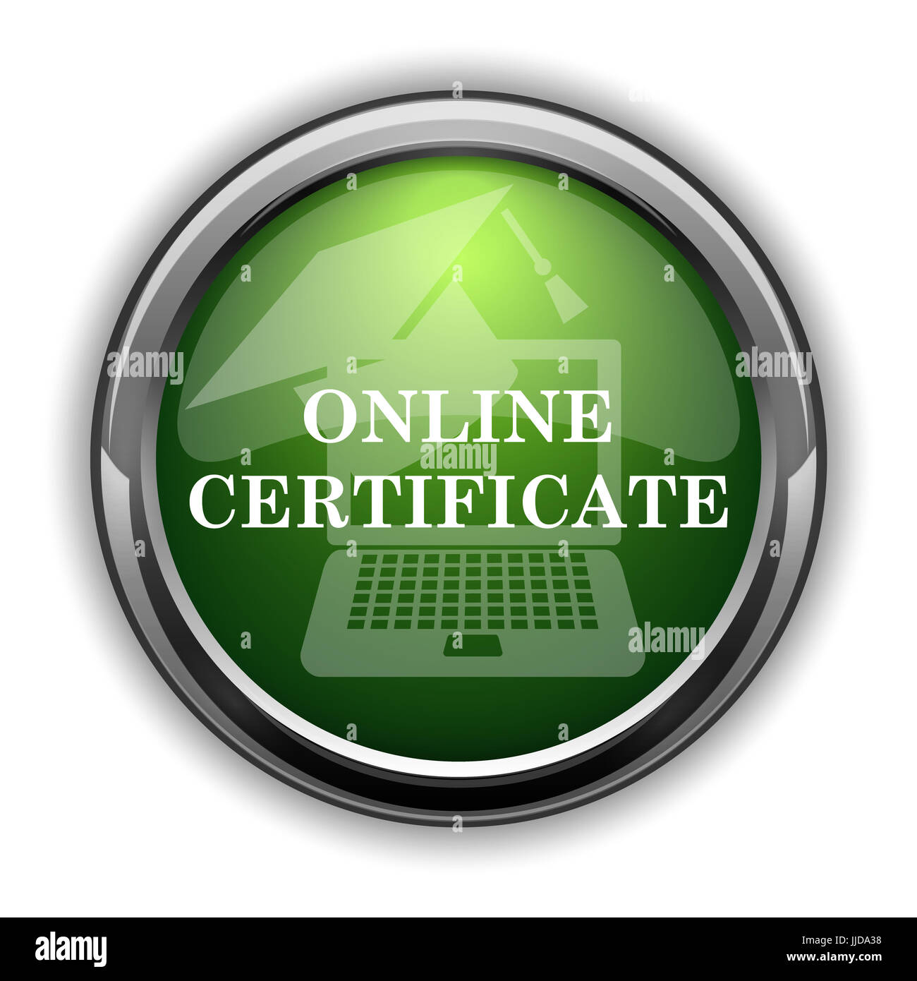 Online certificate icon. Online certificate website button on white ...