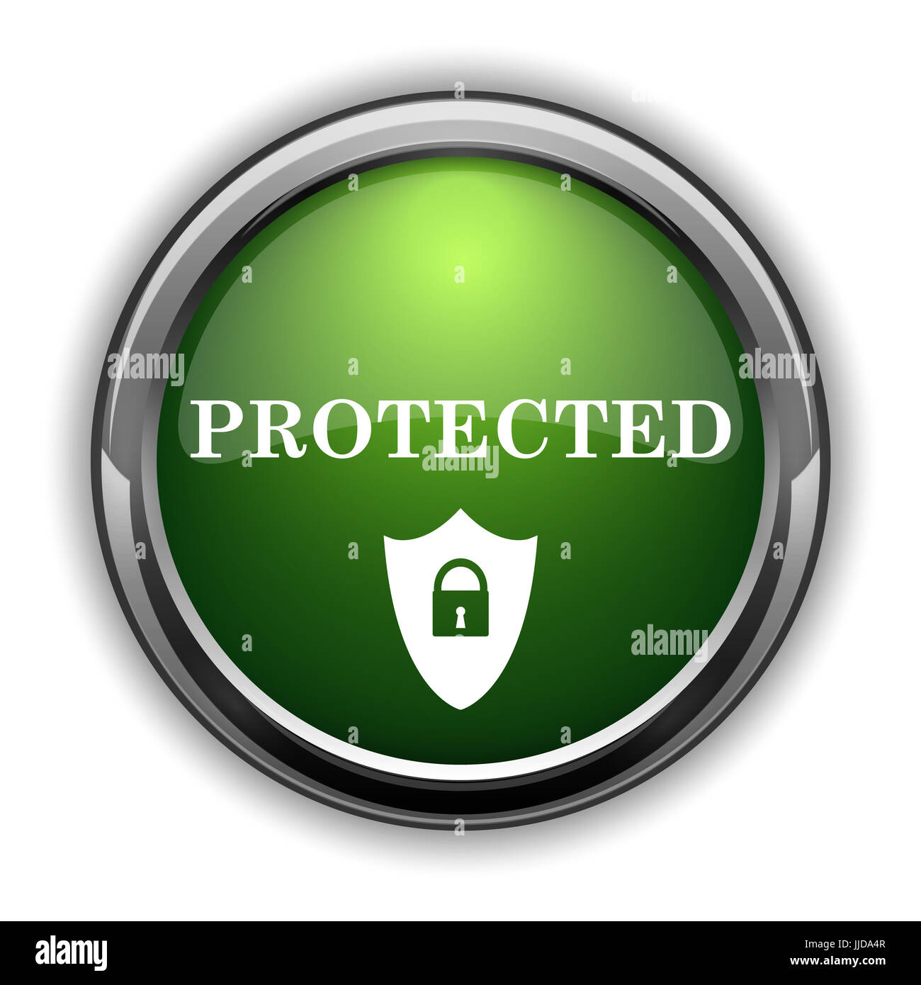Protected icon. Protected website button on white background Stock ...