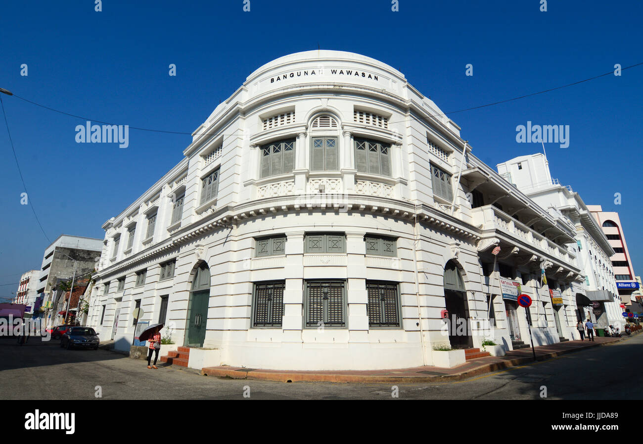 Penang, Malaysia - Mar 9, 2016. Old buildings located at downtown in ...