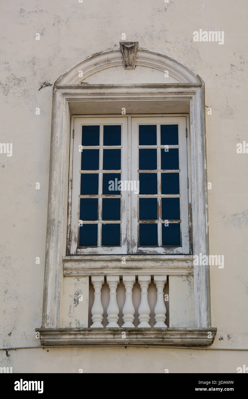 Old window at ancient building in George Town, Malaysia. George Town ...