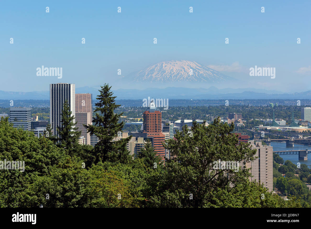 Portland Oregon City Skyline Mount High Resolution Stock Photography ...