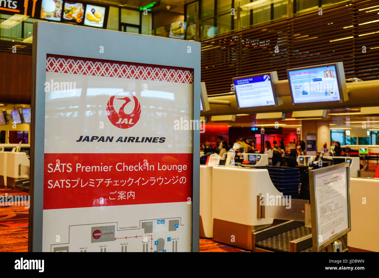 Singapore - Jun 14, 2017. Japan Airlines Check-in Counters at Changi ...