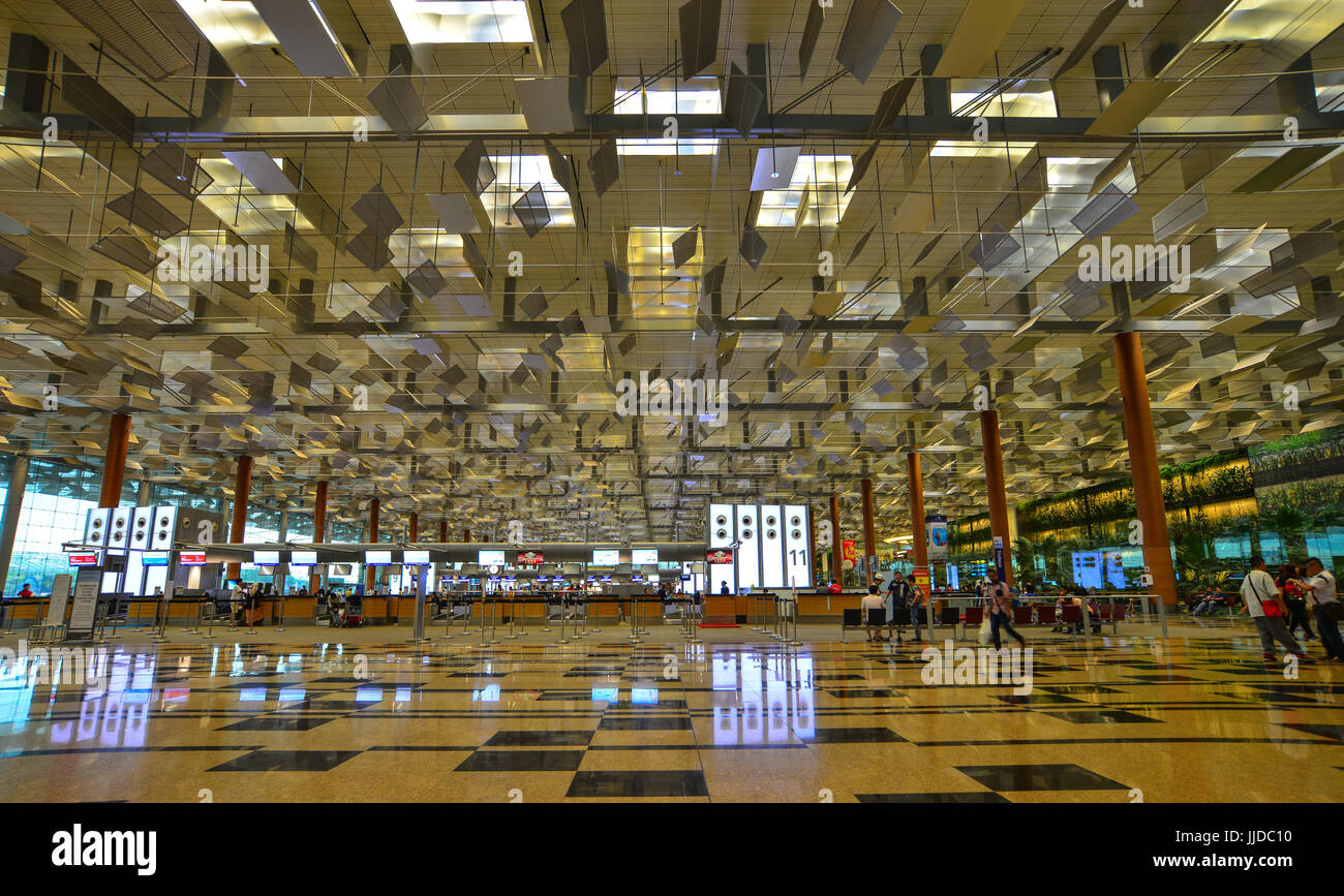 Singapore - Jun 14, 2017. Interior of Changi Airport in Singapore ...