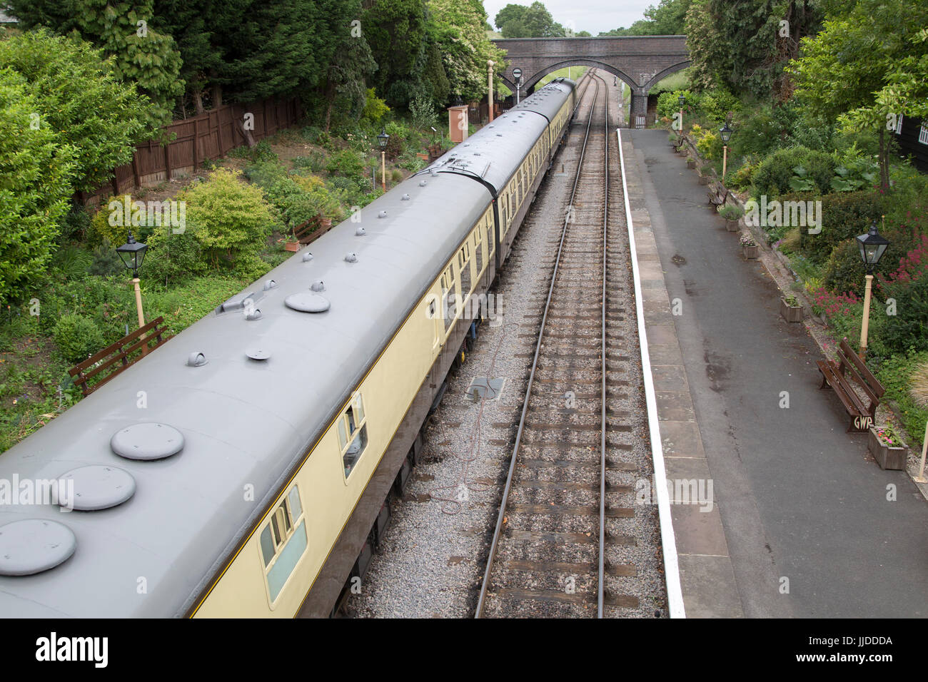 Railway Train Carriages on Station Platform Stock Photo - Alamy