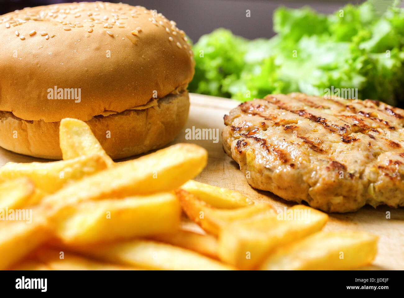 Ingredient preparation to cook burger Stock Photo - Alamy