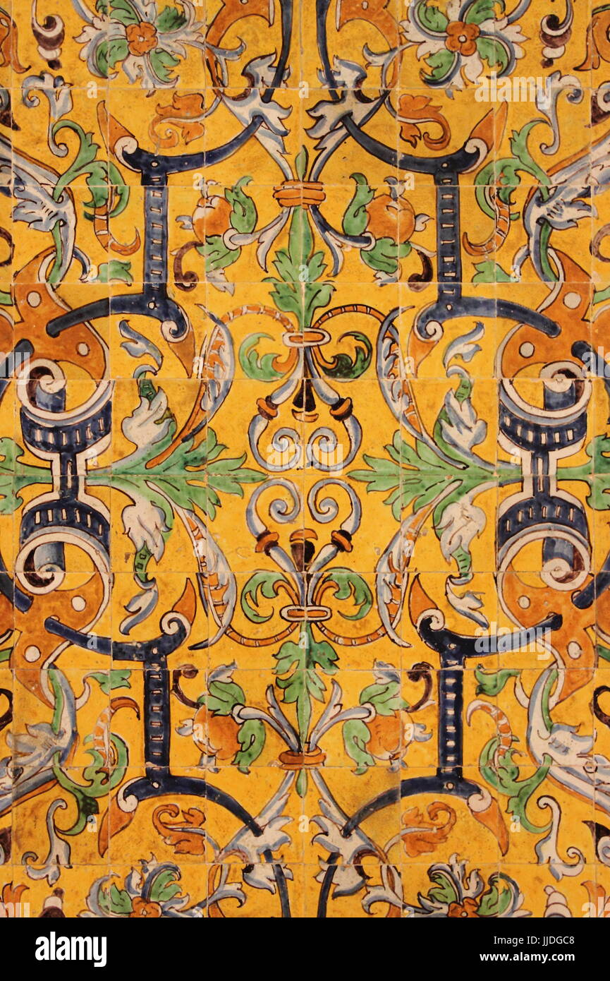 Traditional patterns of an andalusian Azulejo. Granada, Spain Stock ...