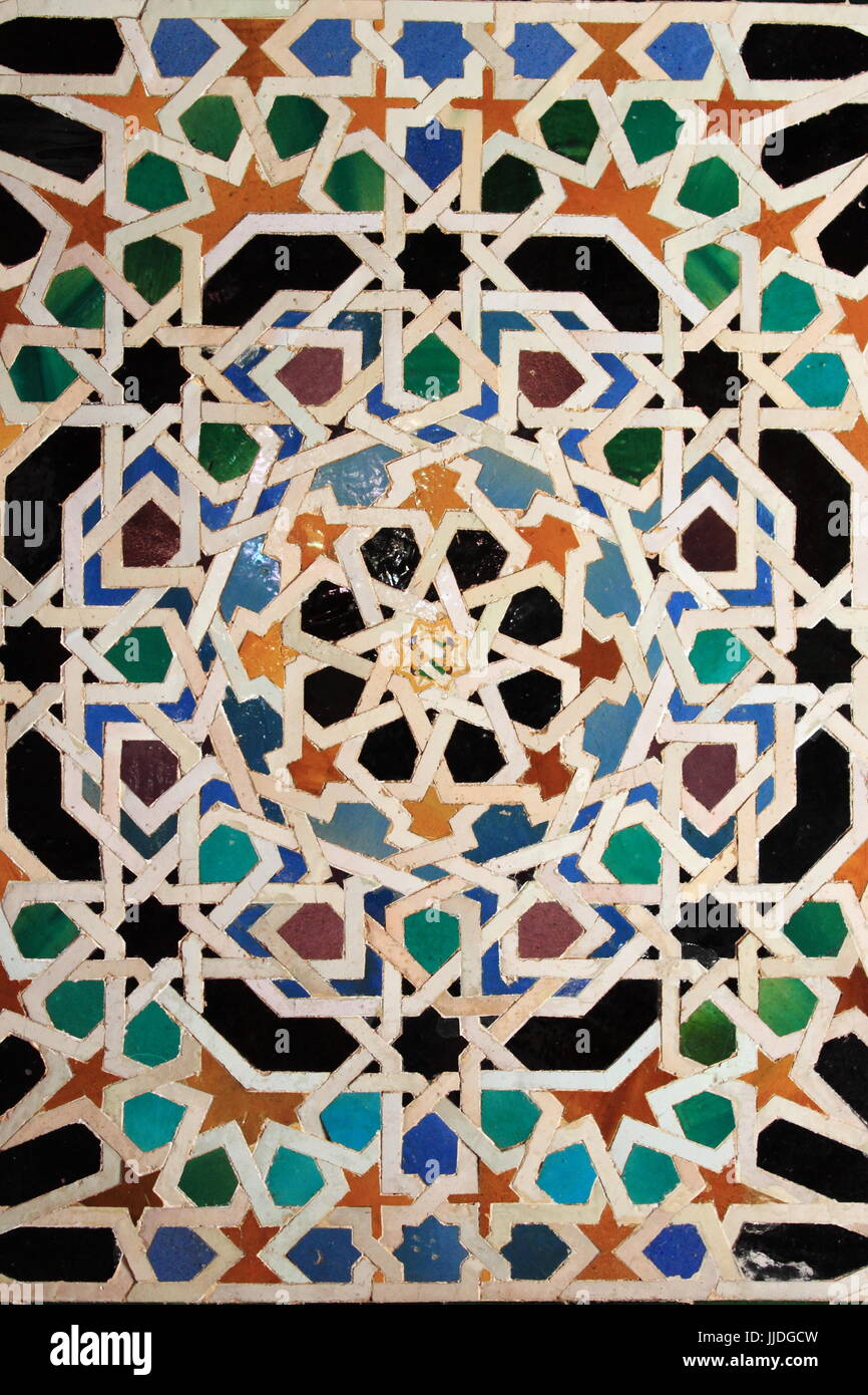 Traditional patterns of an andalusian Azulejo. Granada, Spain Stock ...