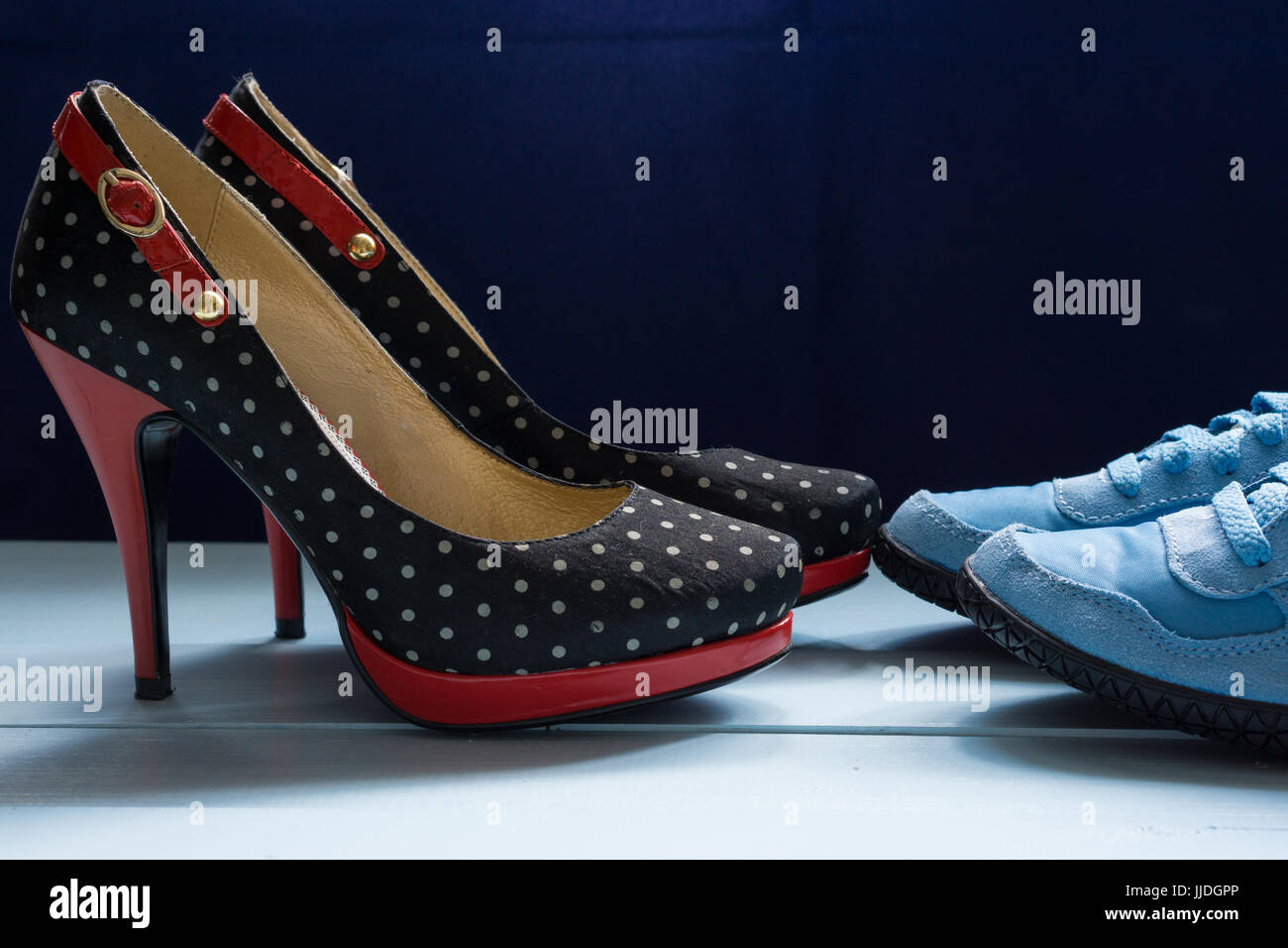 formal dress classic female black and red shoes on high heels and ...