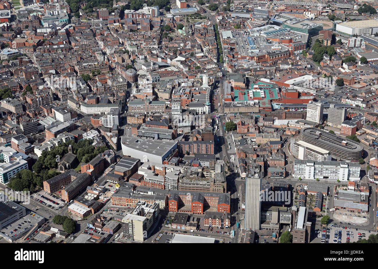 aerial view of Leicester city centre Stock Photo - Alamy