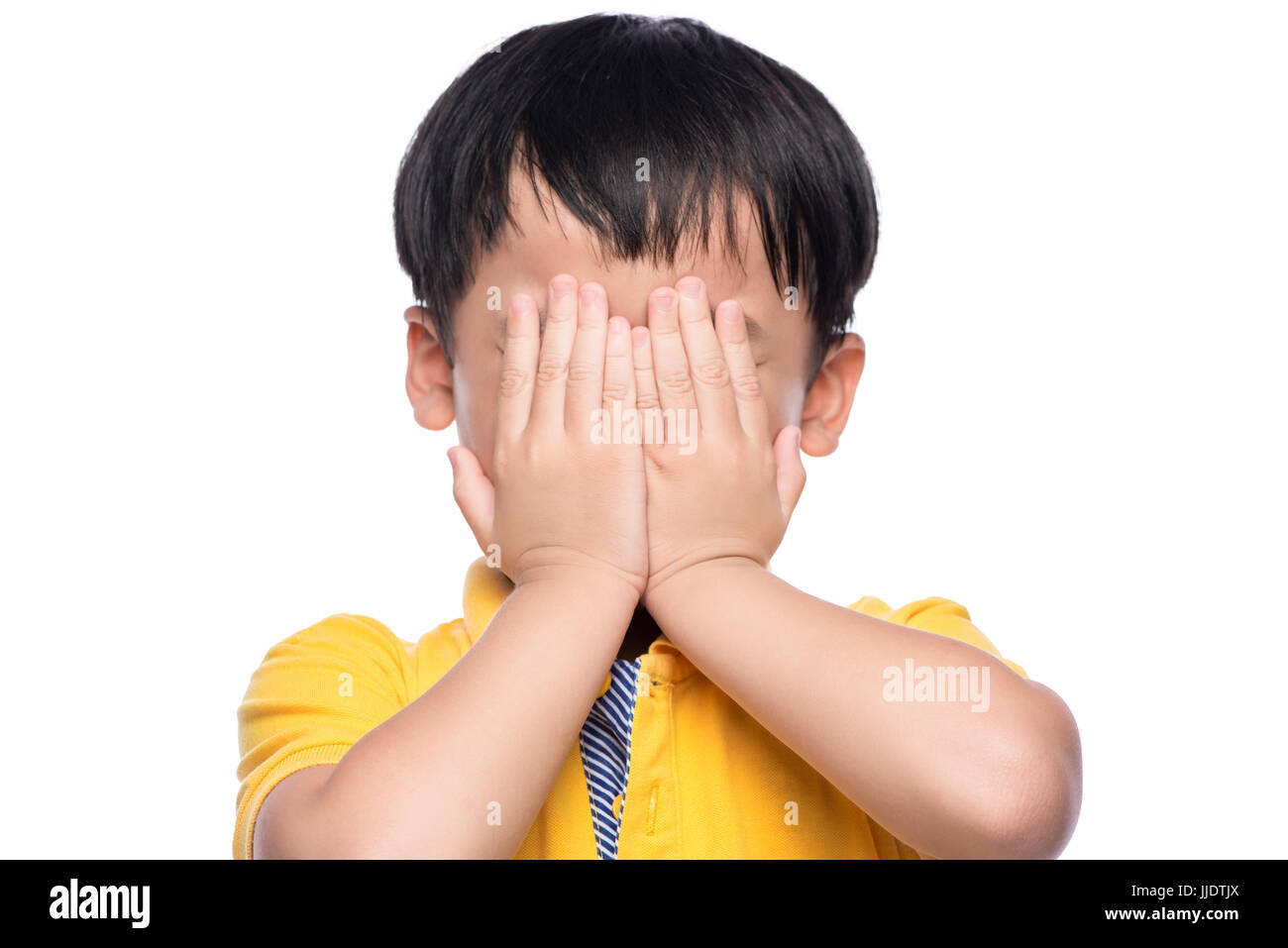 Young asian boy shy or scared, hide his eyes by hands Stock Photo - Alamy