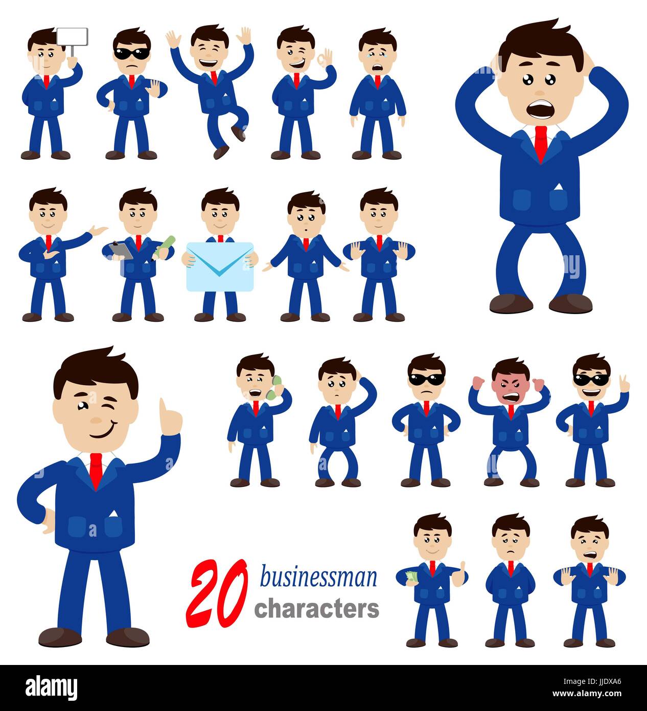 20 businessman characters. Vector illustrations. eps 10 Stock Photo - Alamy