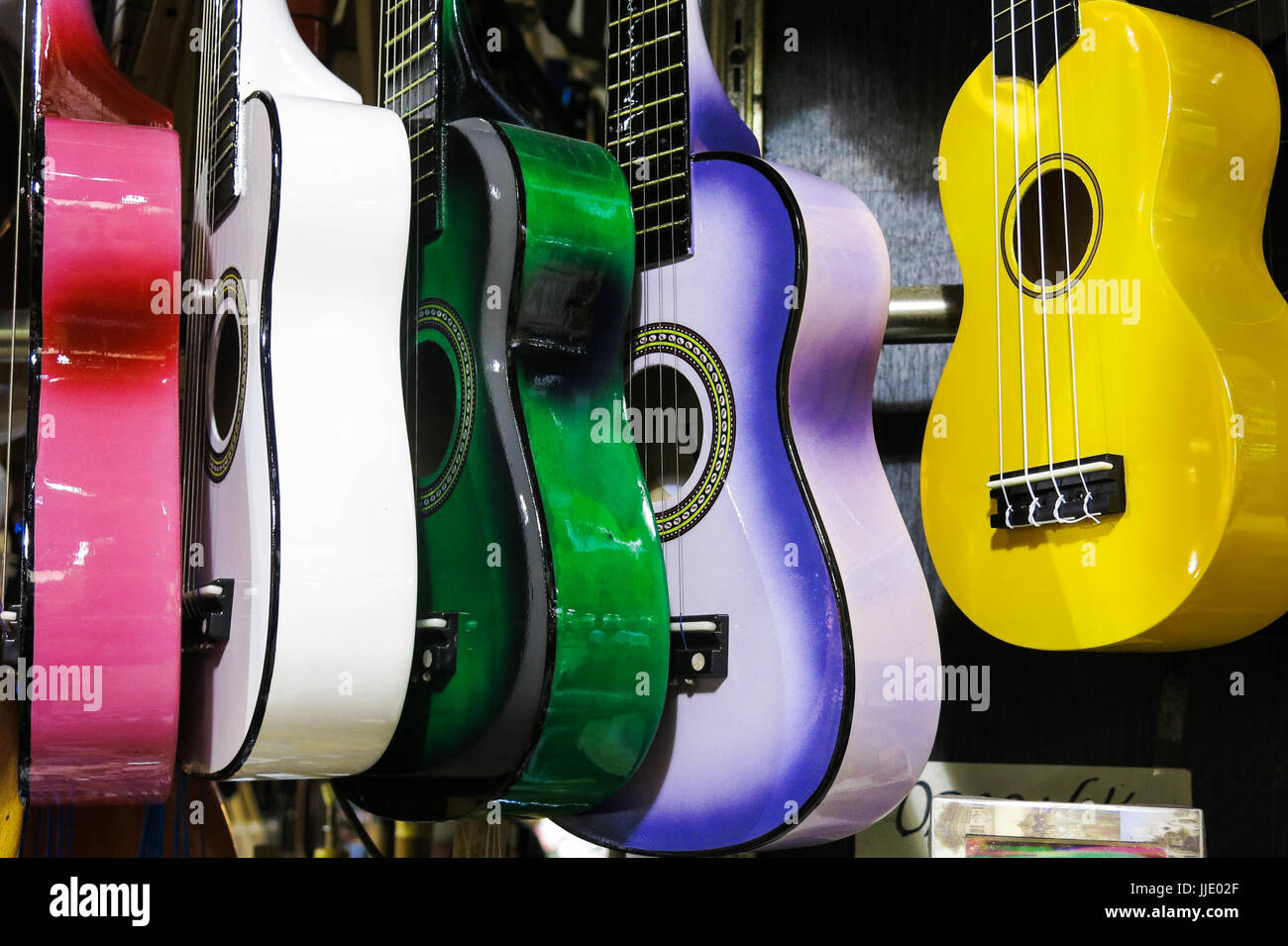 colorful guitars on the Istanbul Grand Bazaar. Istambul, Turkey Stock ...