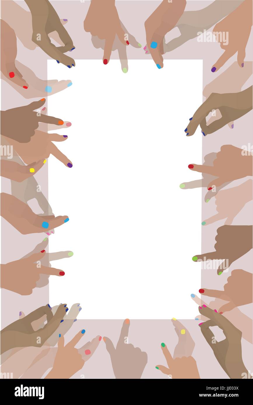 Photo frame with human hands. Illustration for your design. Vertical ...