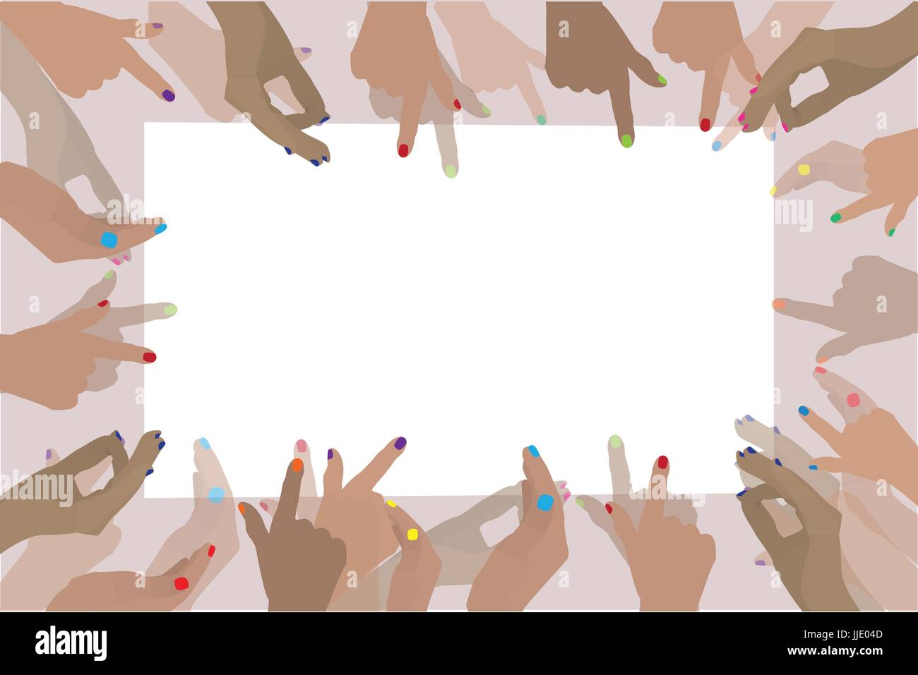 Photo frame with human hands. Illustration for your design. Horizontal ...