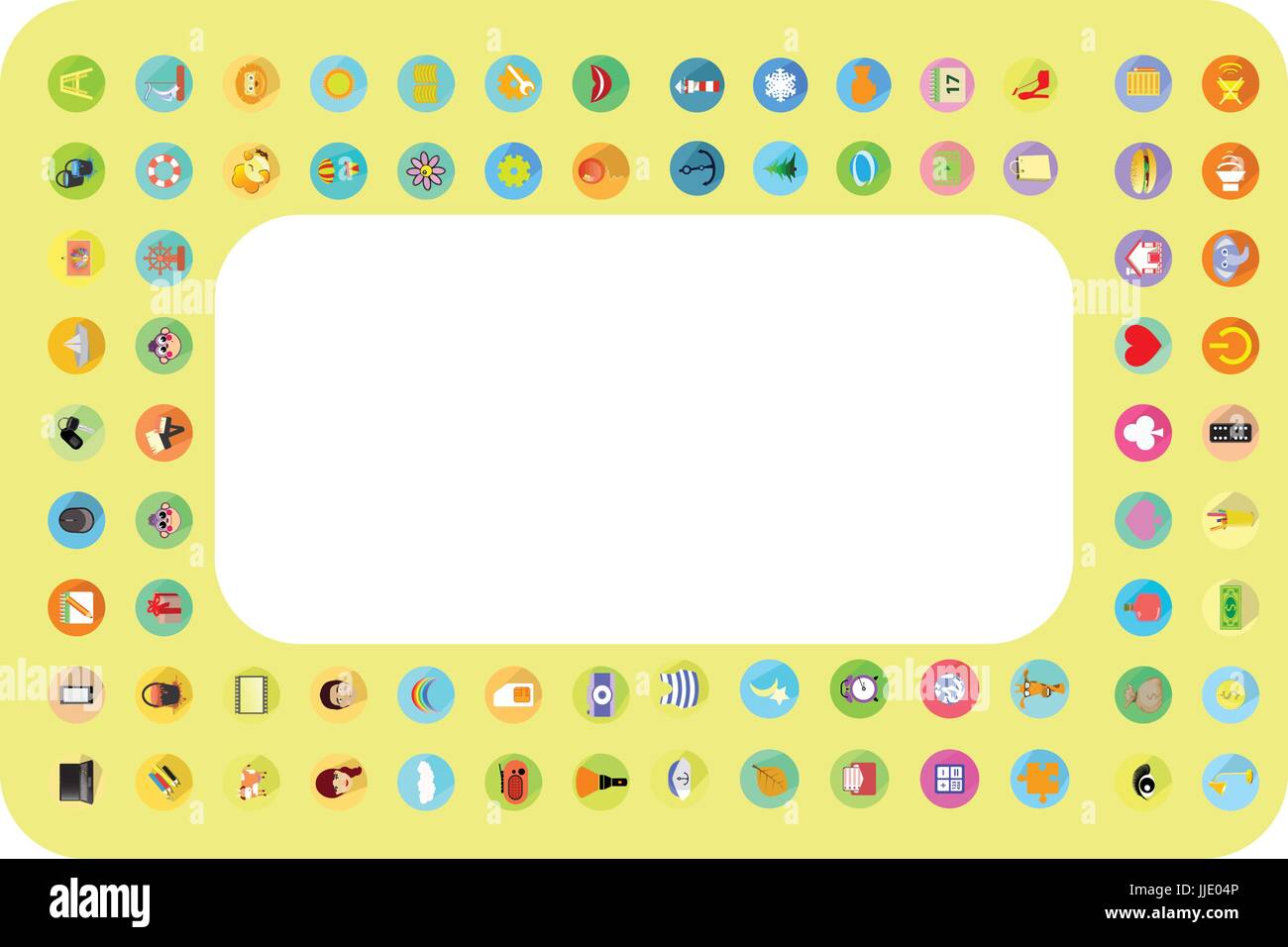 Photo frame with icons symbols. Illustration for your design ...
