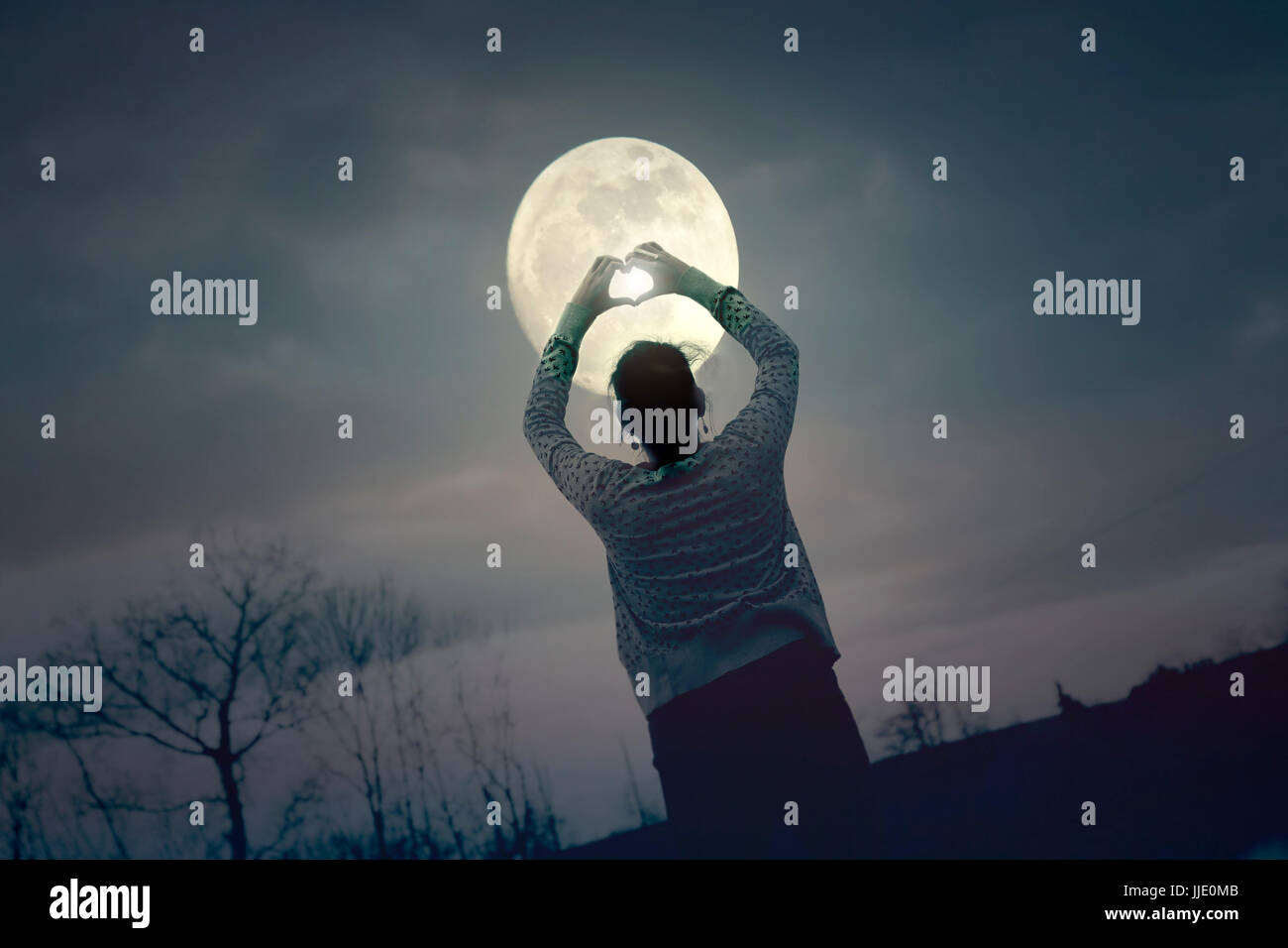 Beautiful young woman moonlight hi-res stock photography and images - Alamy