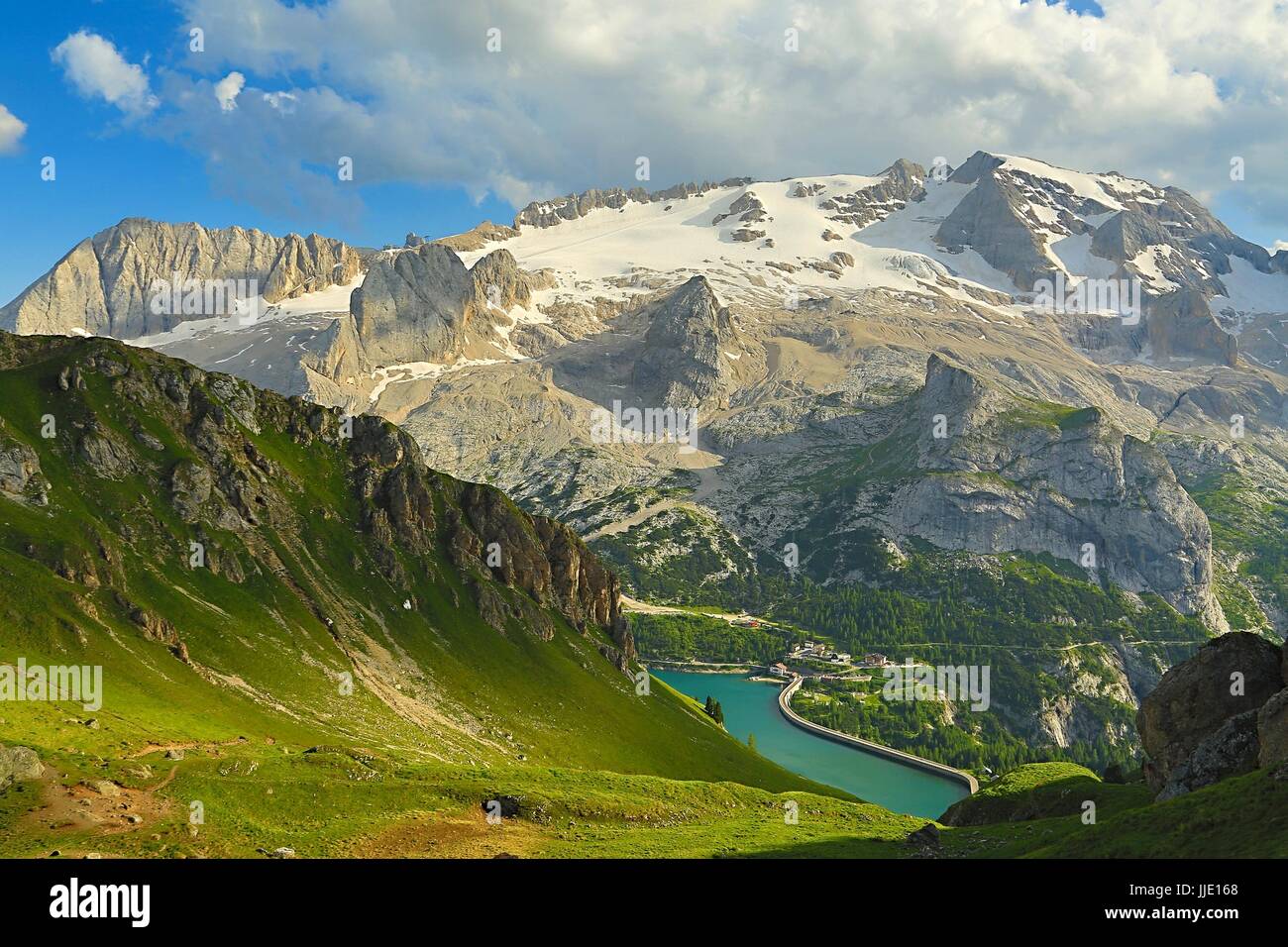 Mountain landscape with water reservoir Stock Photo - Alamy
