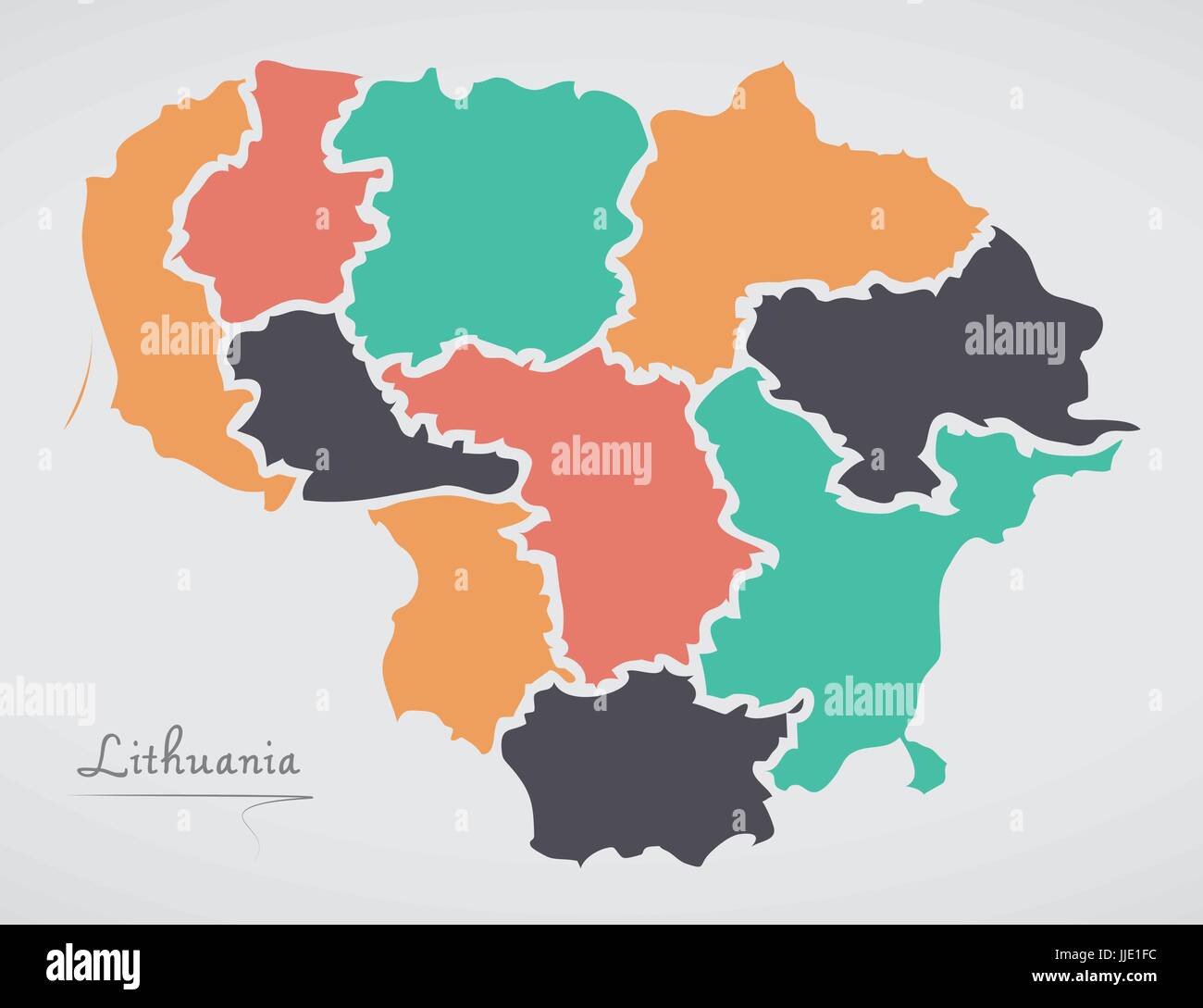 Country lithuania map vector vectors hi-res stock photography and ...