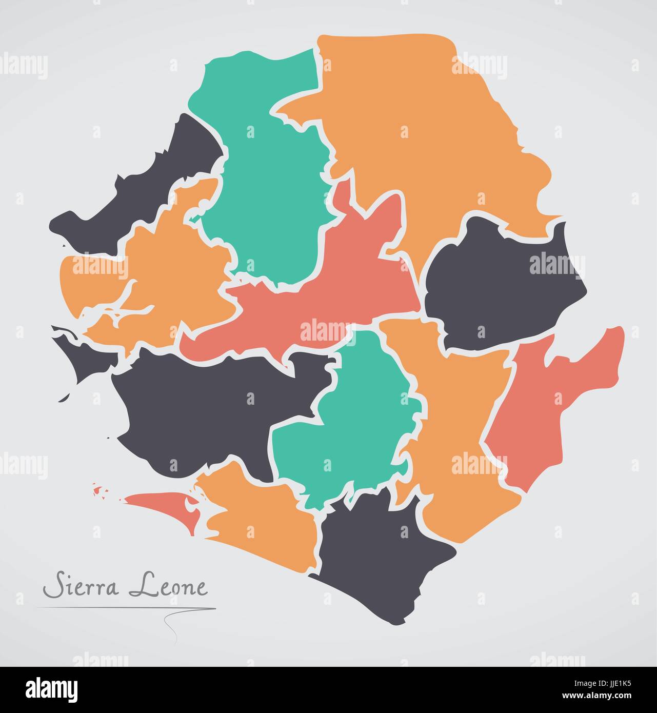 Sierra Leone Map with states and modern round shapes Stock Vector Image ...