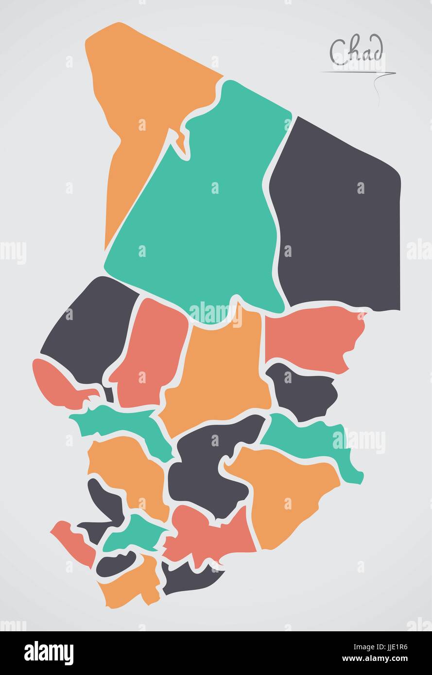 Chad Map with states and modern round shapes Stock Vector Image & Art ...
