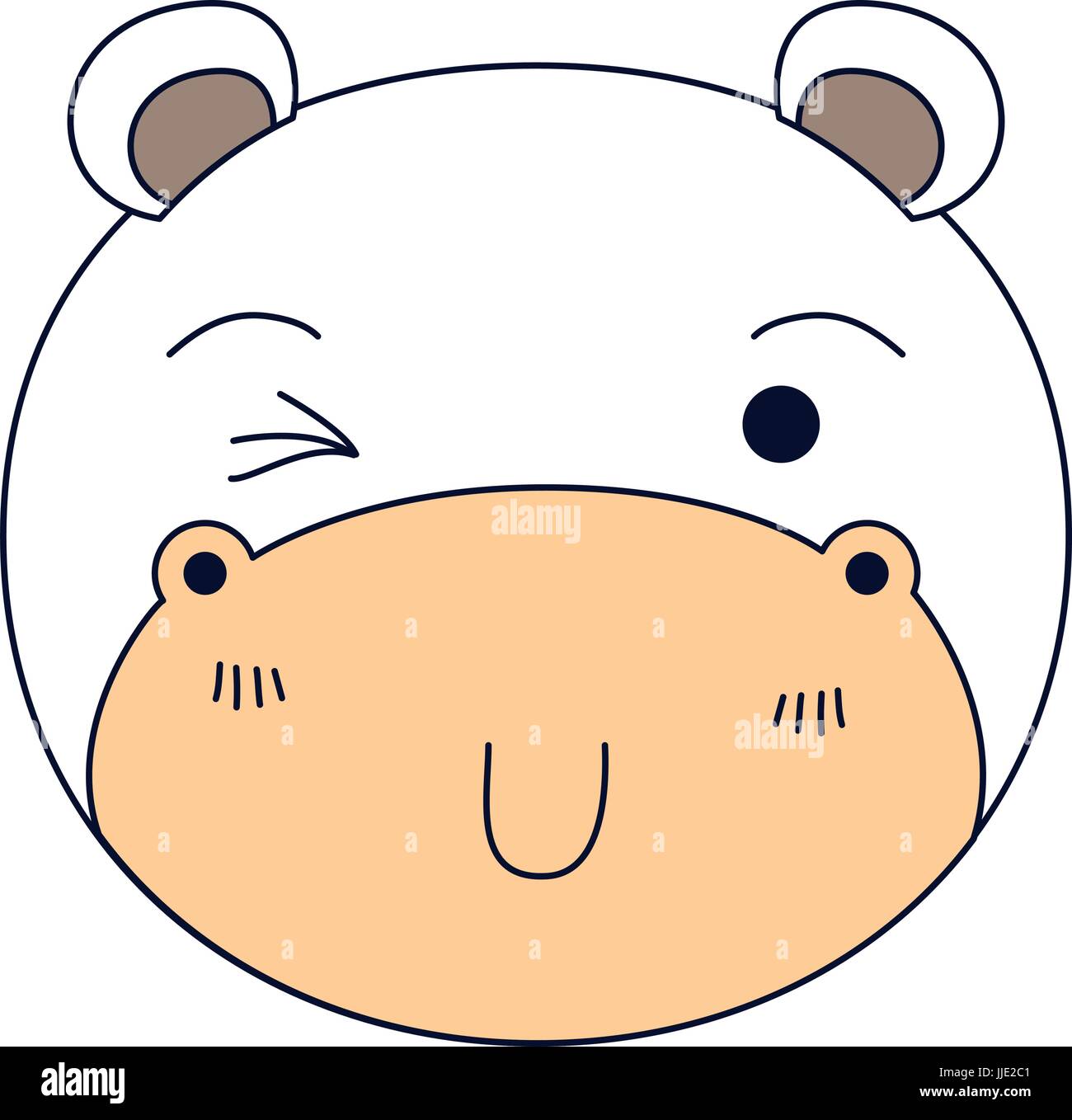 silhouette color sections of cute face of hippo wink eye expression ...