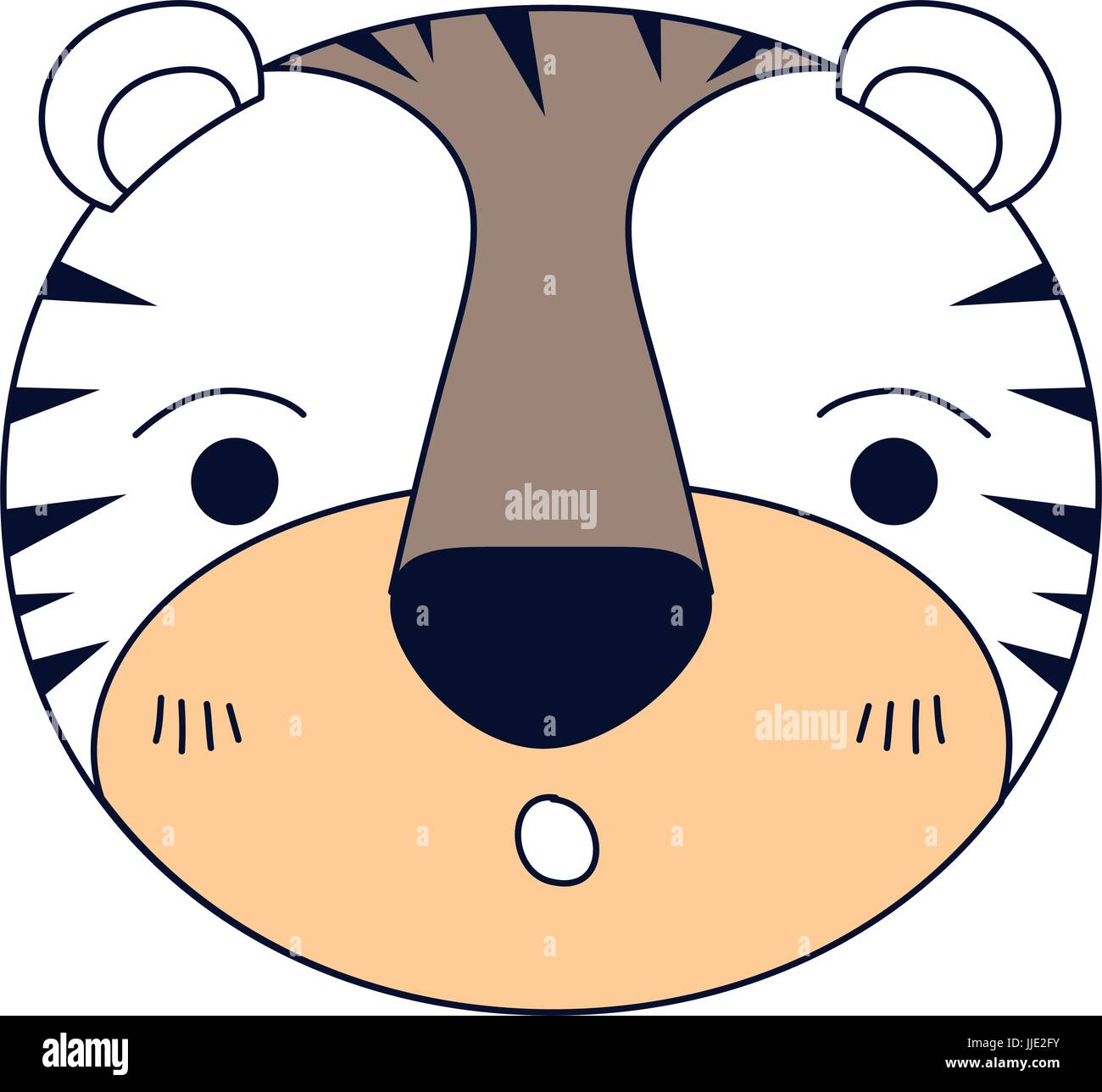 silhouette color sections of cute face of tiger surprised expression ...