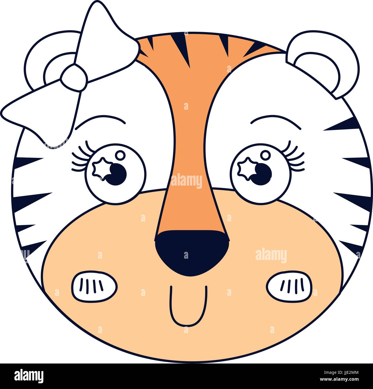 silhouette color sections of face of female tigress animal with bow ...