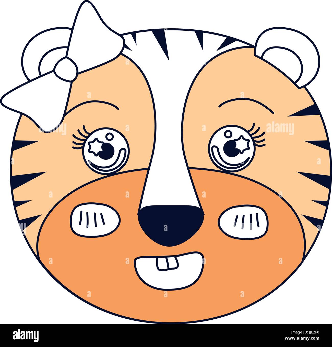 silhouette color sections of face of female tigress animal smiling ...