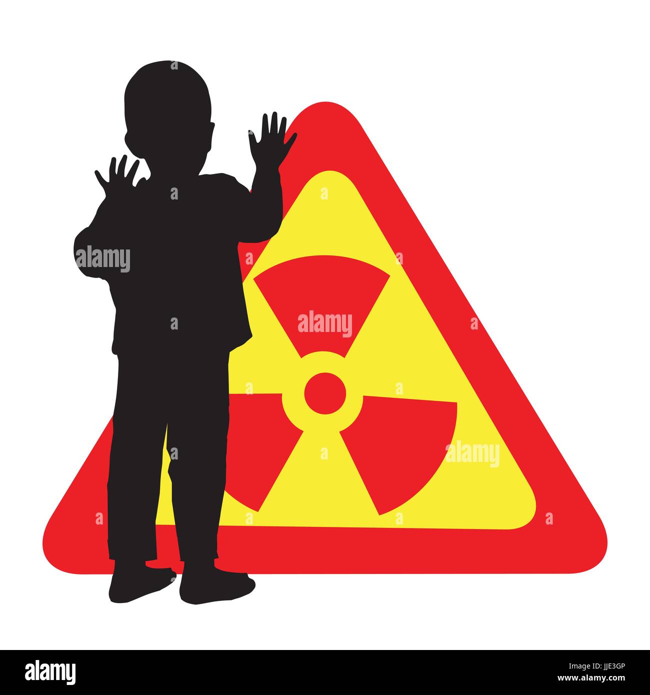 Child safety is a chemical hazard sign. The silhouette of a boy ...