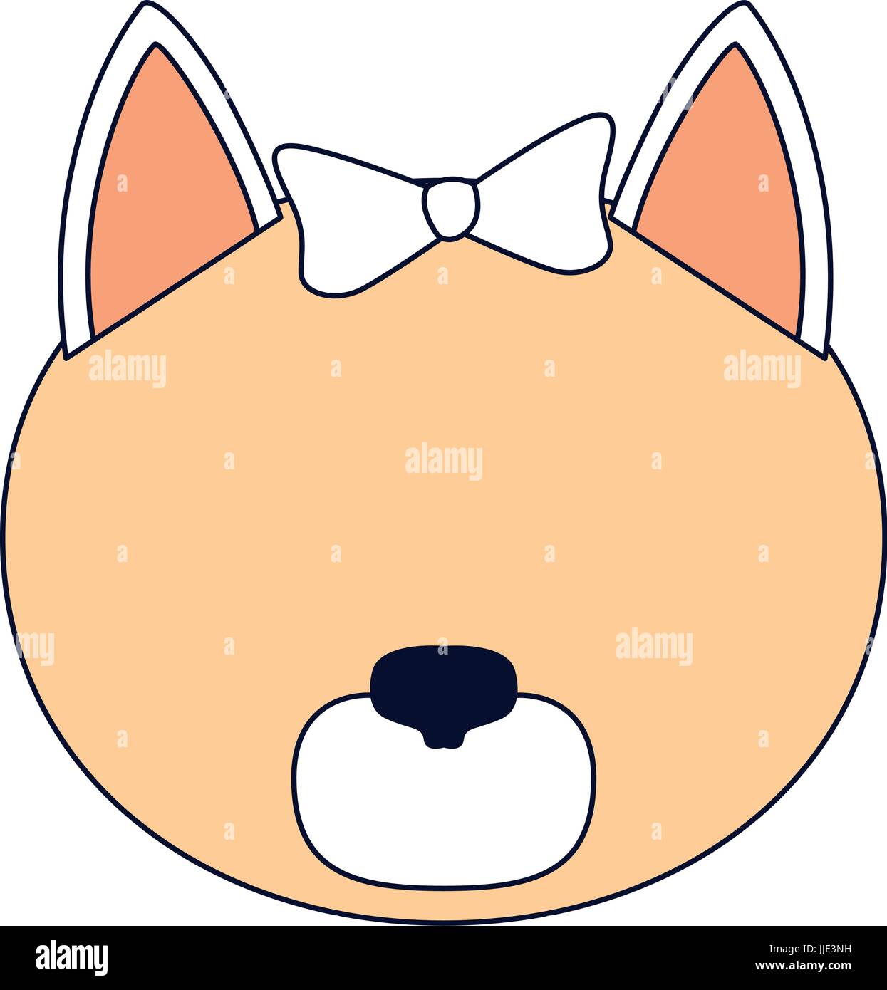silhouette color sections faceless of female cat animal with bow lace ...