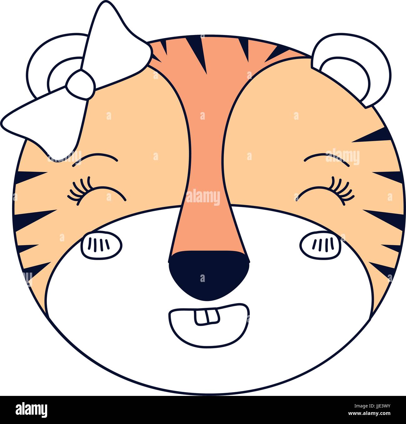 silhouette color sections face female tigress animal adorable ...