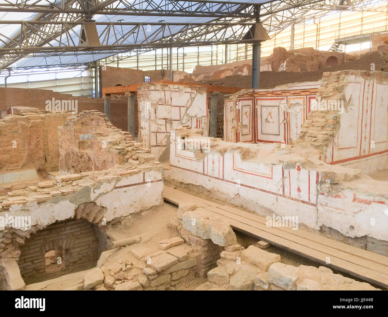 Roman stone terraced houses room with decorated walls in ephesus ...