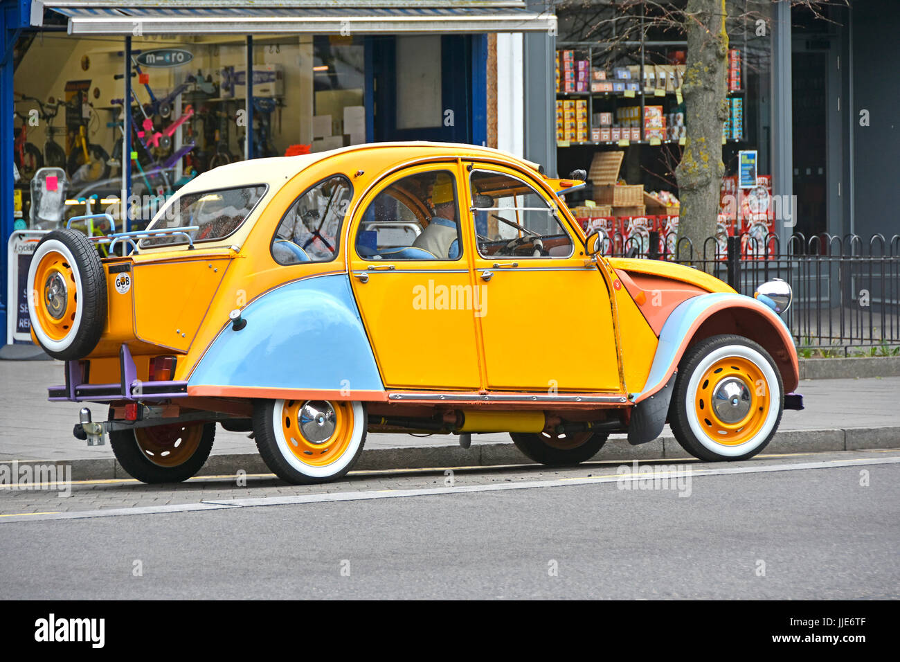 Citroen 2cv French car well maintained in unusual colours with rear ...