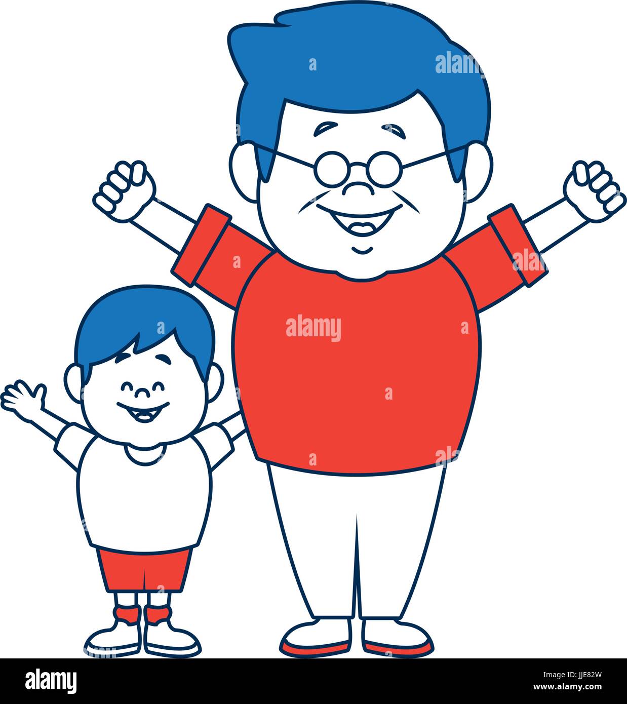 cartoon happy grandpa and his grandson family cheerful Stock Vector ...