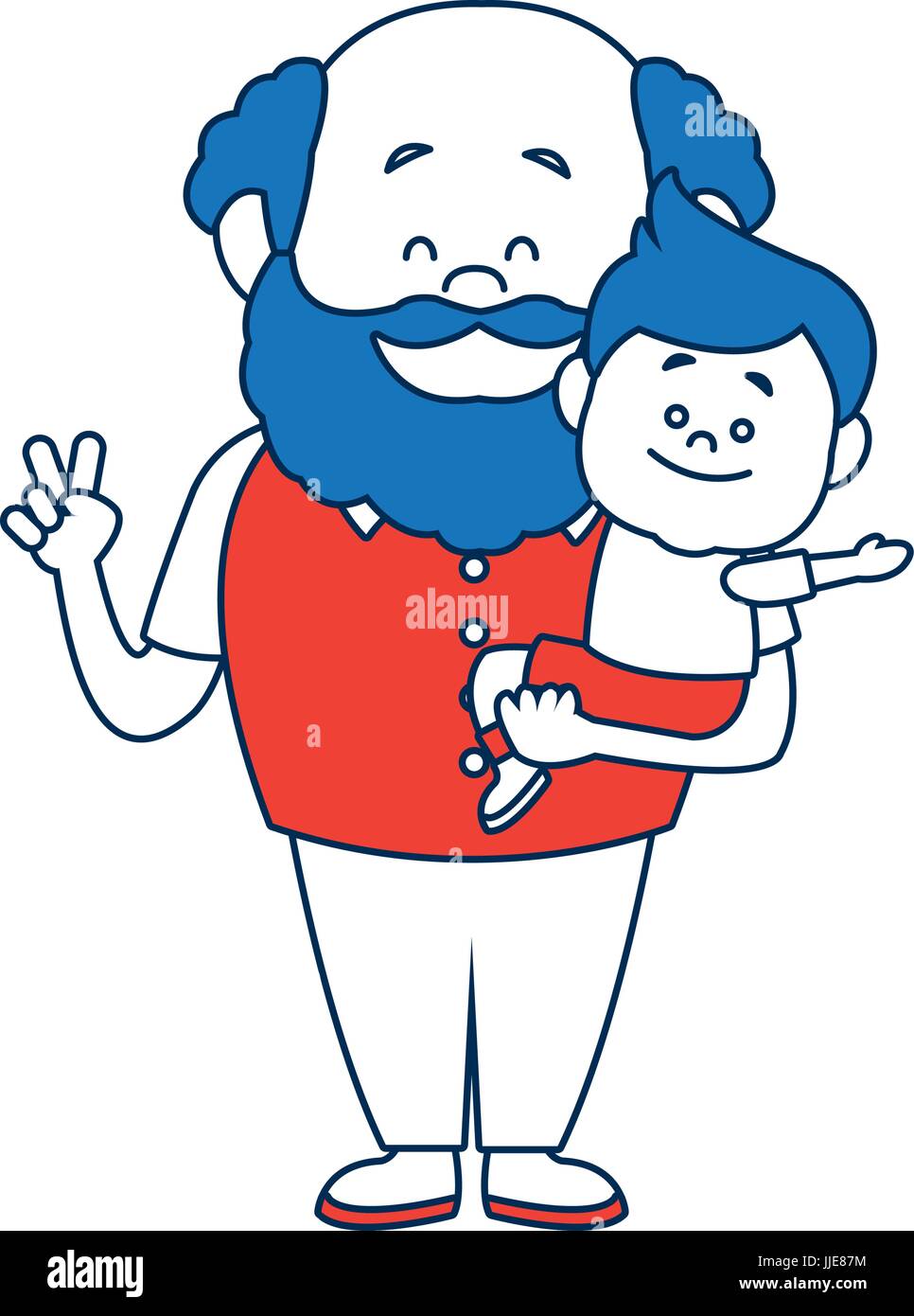 cartoon happy grandpa and his grandson family cheerful Stock Vector ...