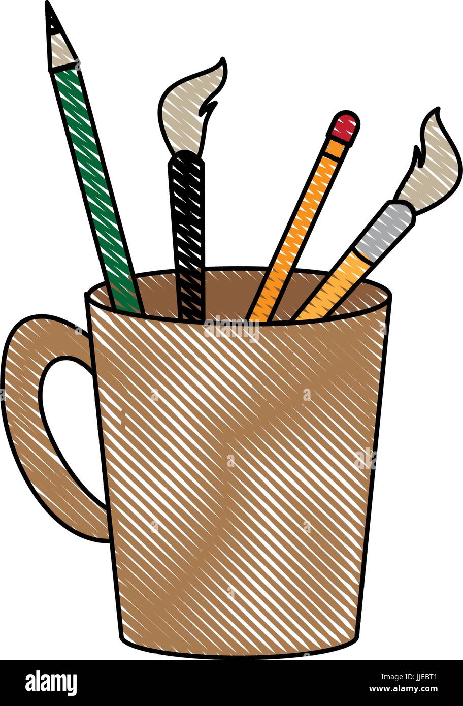 Drawing with brush pens Stock Vector Images - Alamy