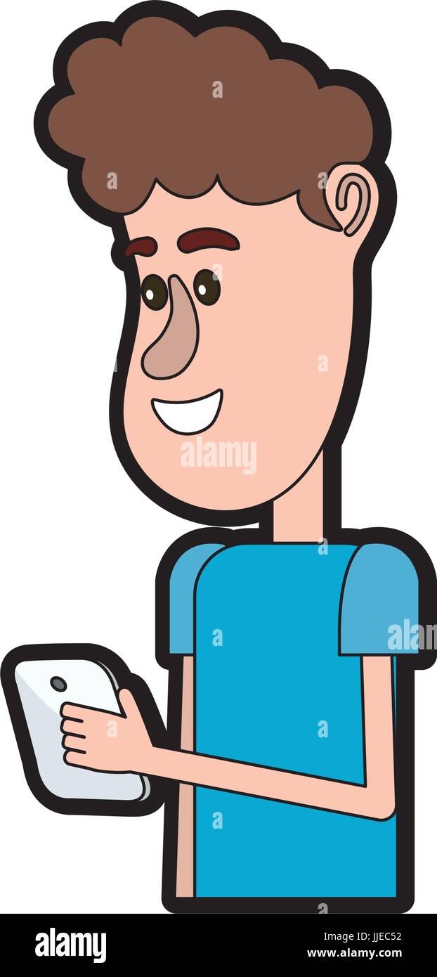 nice man with hairstyle and smartphone in the hand Stock Vector Image ...