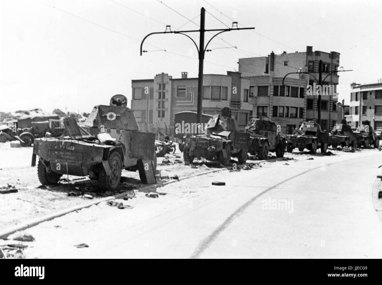 The Nazi propaganda image shows destroyed British armoured vehicles in ...