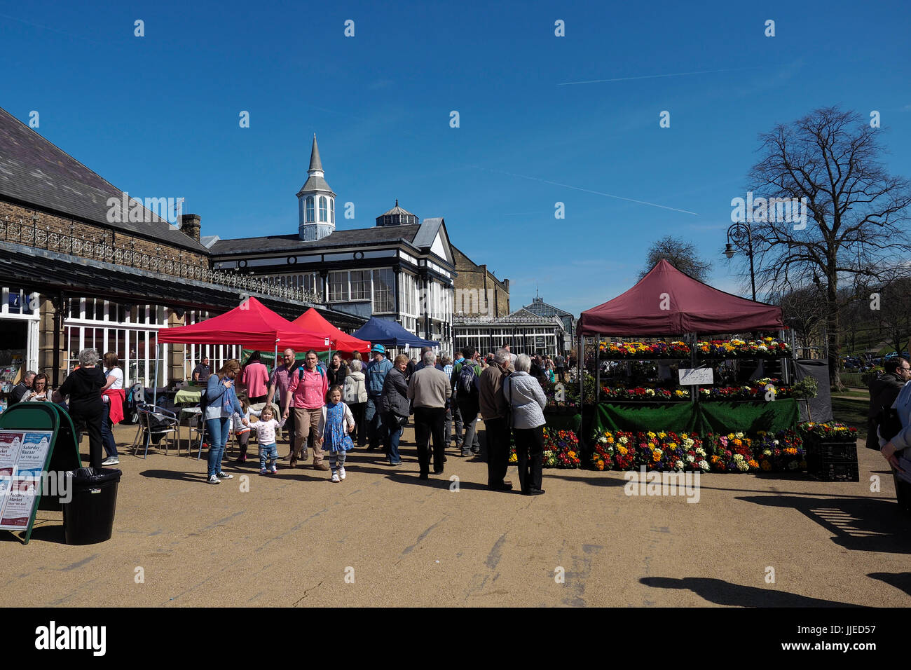 Buxton spa town and pavilion gardens Peak District Derbyshire Stock ...