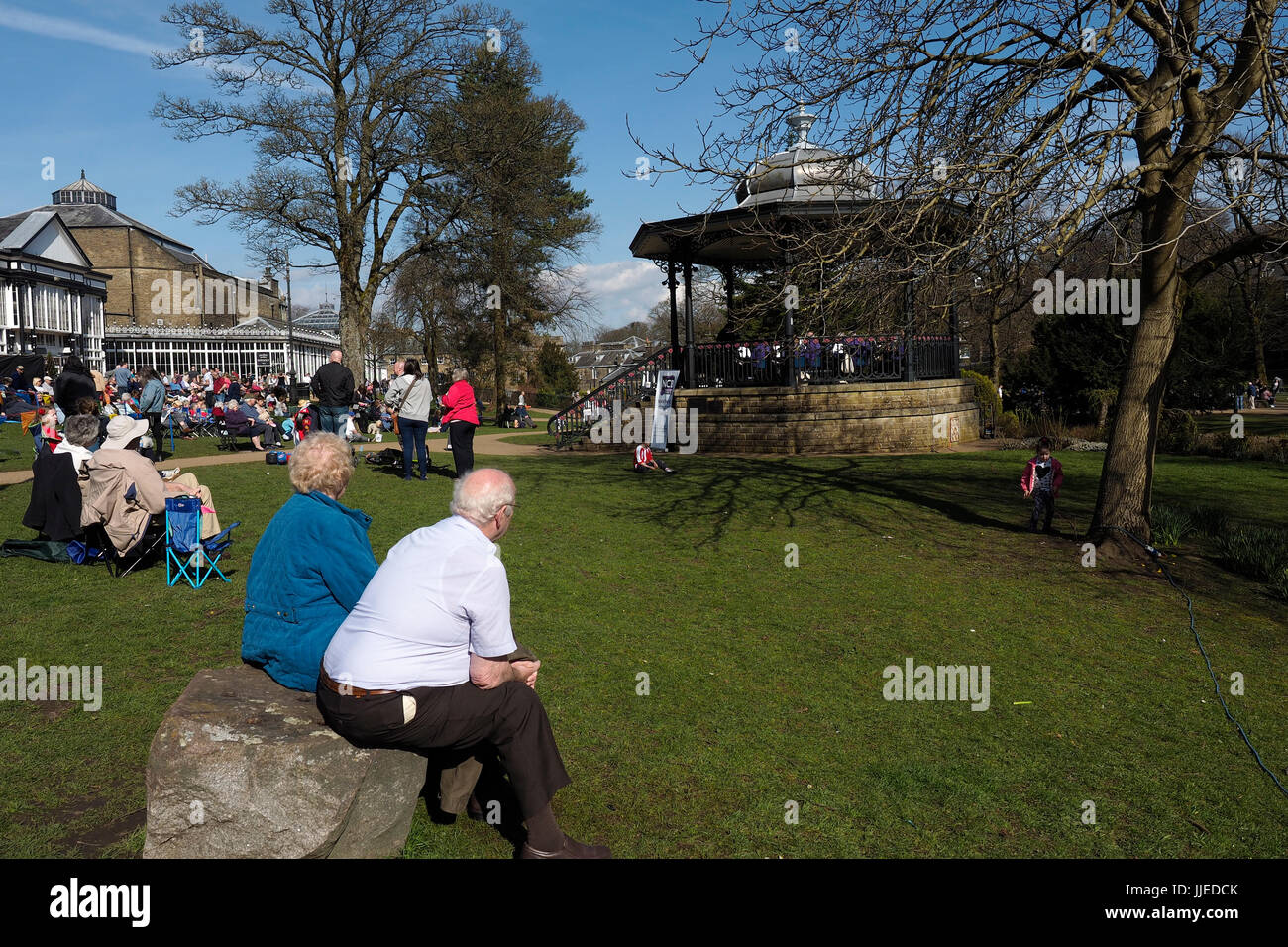 Buxton spa town and pavilion gardens Peak District Derbyshire Stock ...