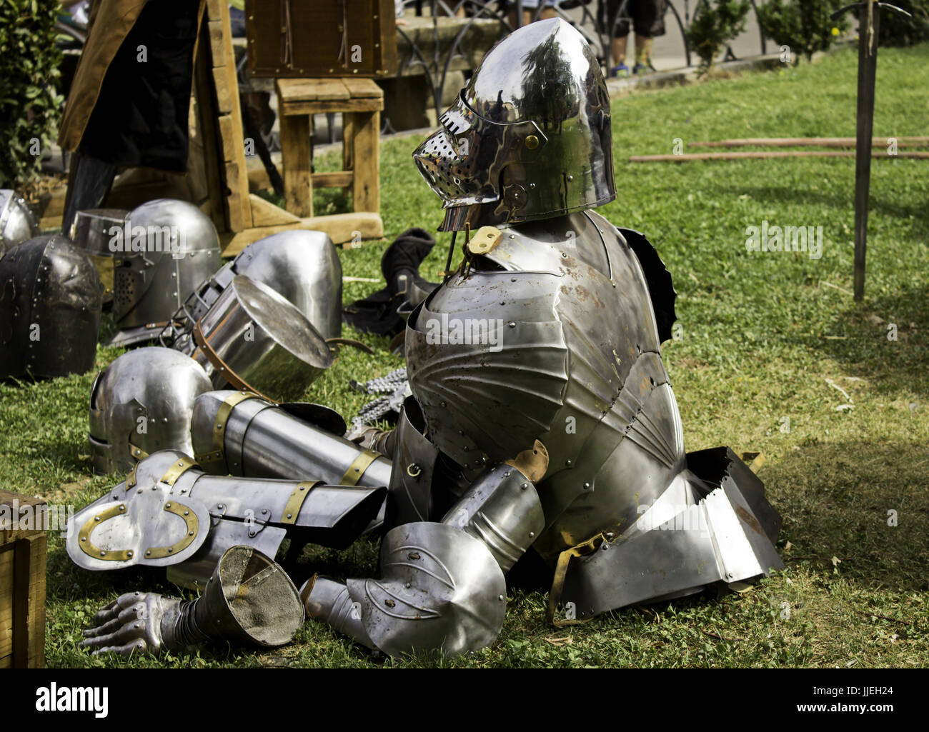 Detail of ancient medieval armor, reproduction of protective clothing ...