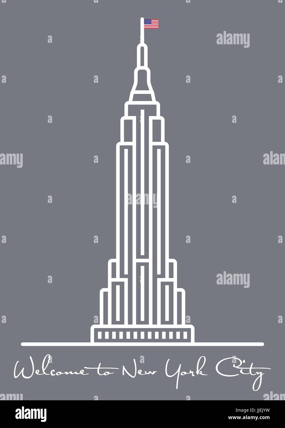welcome to New York City greeting card with skyscraper line icon vector ...