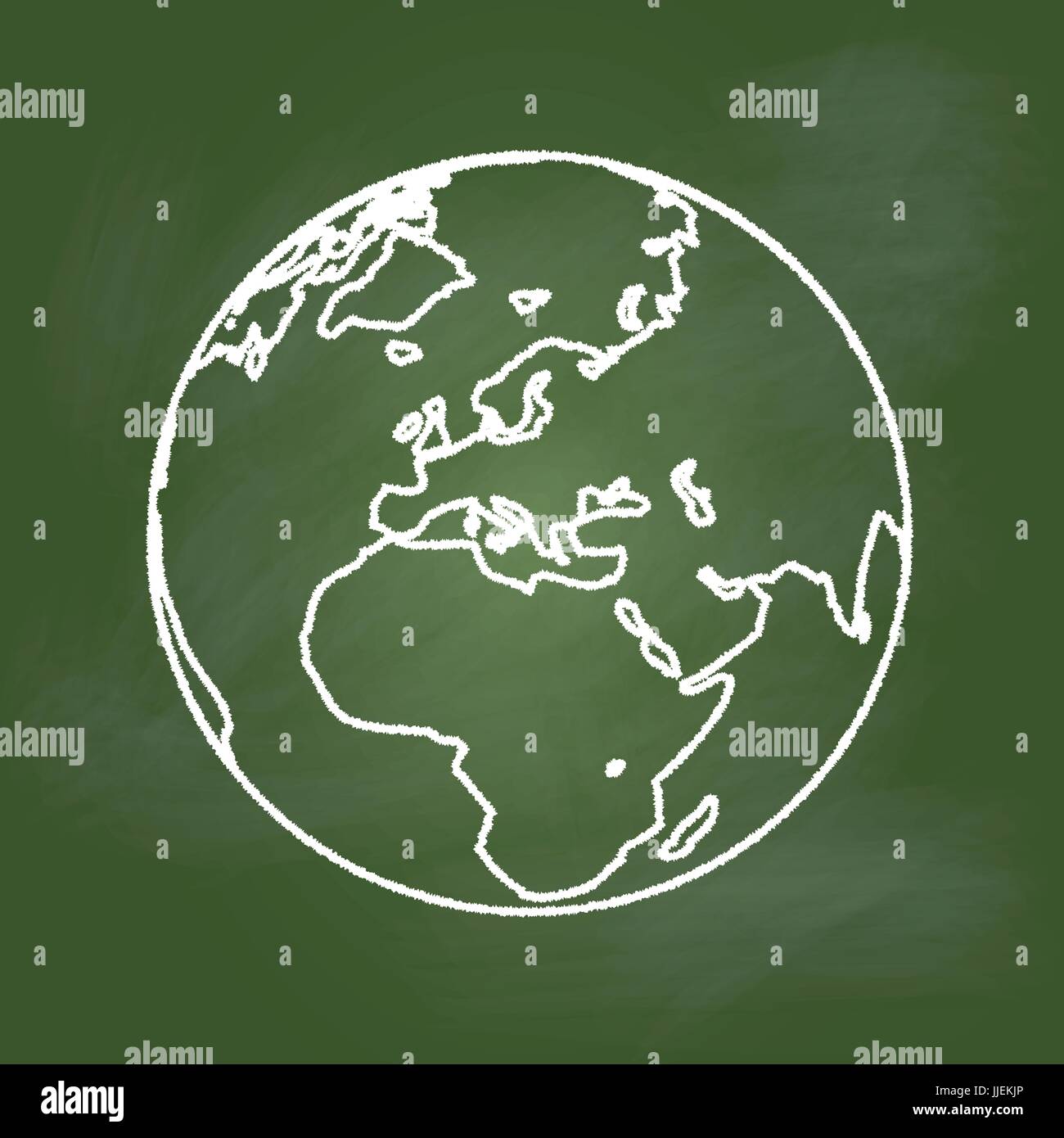 Hand drawing of the Earth on textured green board Europe, Asia and ...