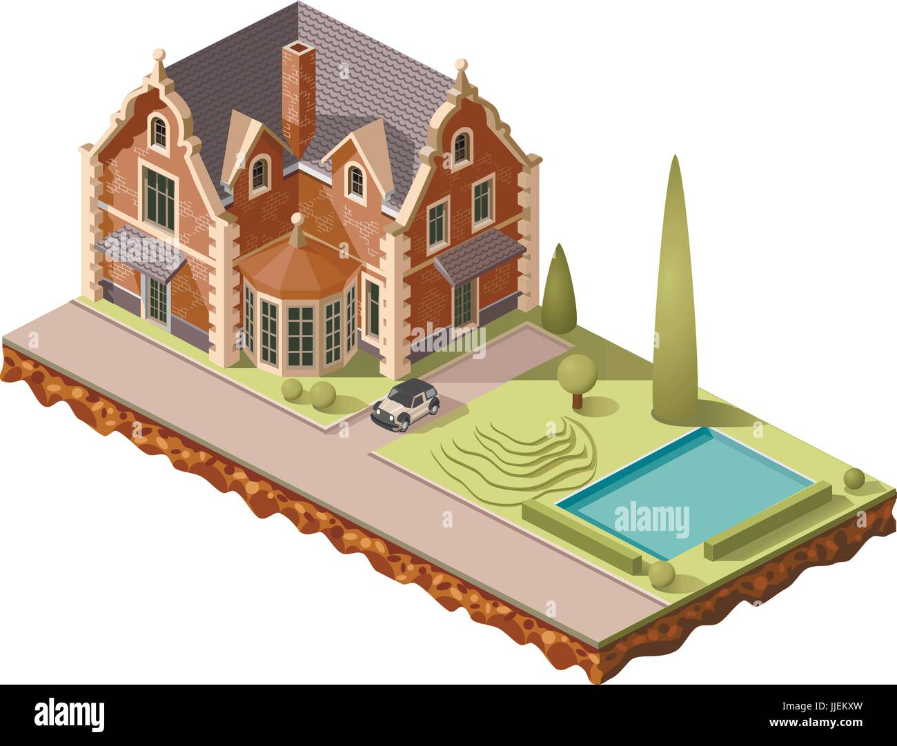 Set vector isometric tile buildings and other structures with areas and ...