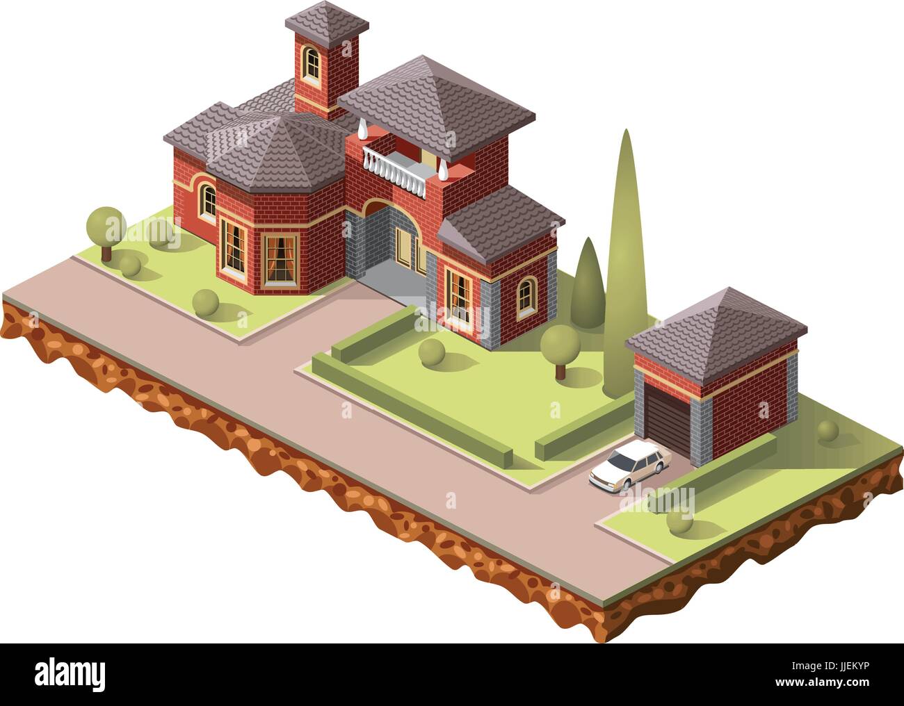 Set vector isometric tile buildings and other structures with areas and ...