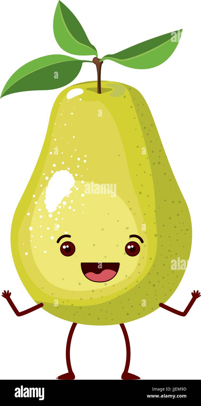 white background with realistic pear fruit caricature Stock Vector ...