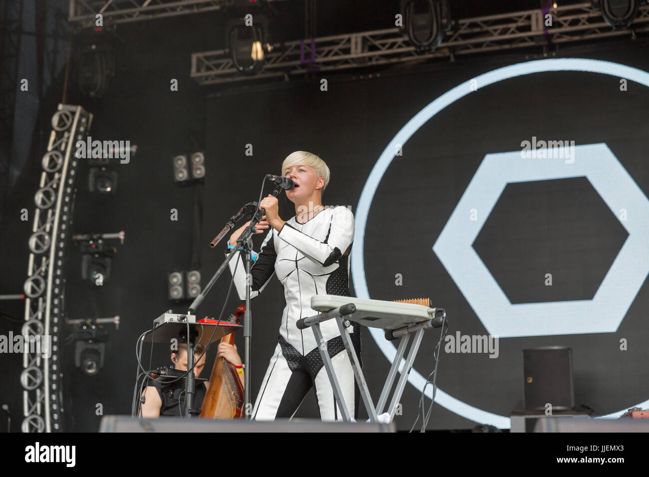 KIEV, UKRAINE - JUNE 29, 2017: Popular Ukrainian experimental electro folk band ONUKA and its ...