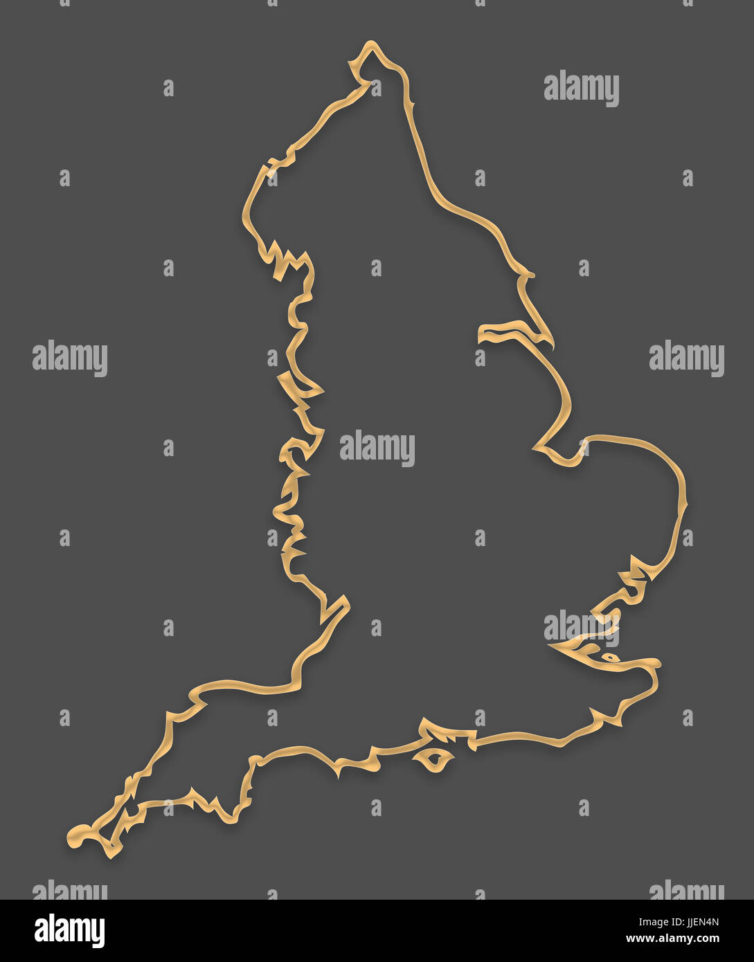 England map in picture frame look with golden brown outline shape Stock ...
