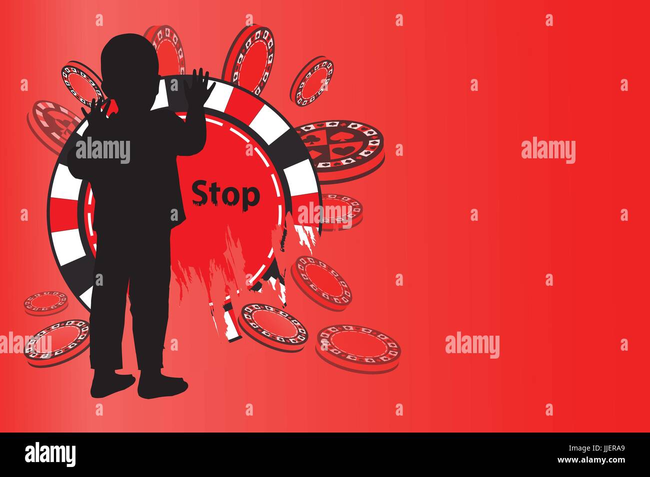 Stop gambling. Poker logo concept. Illustration for your design. Boy ...