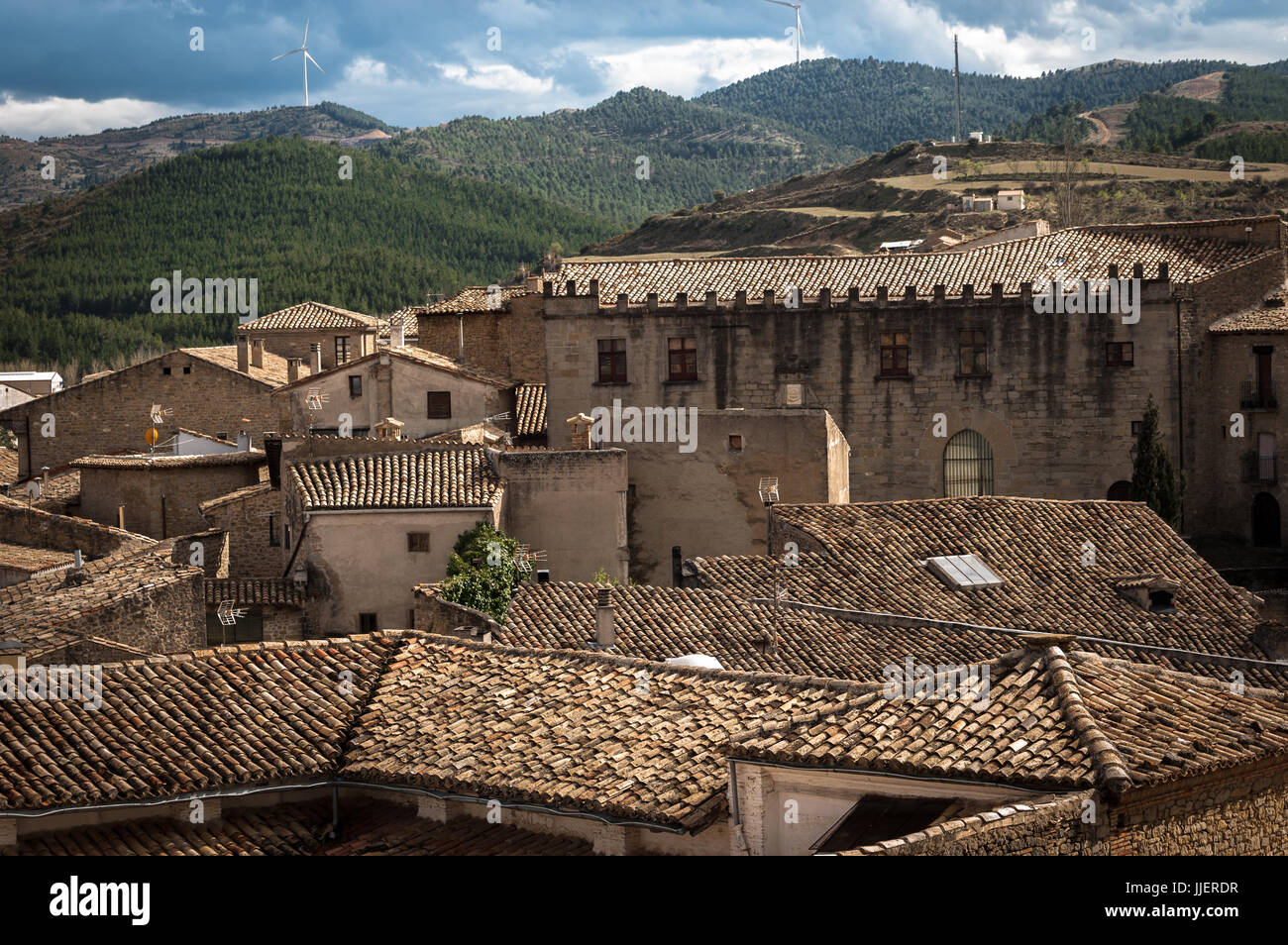 Streets of old Spanish village in Aragon area Stock Photo - Alamy